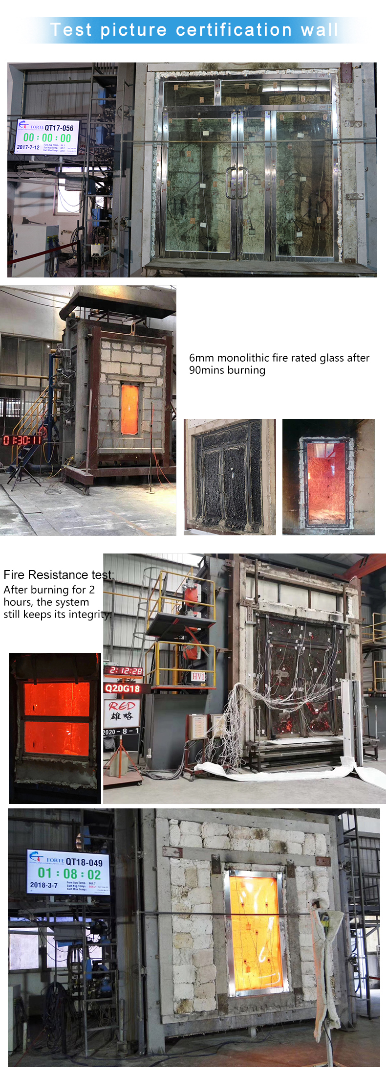 Tempered Laminated Fire Rated Fixed Glass Smoke Blocking Hanging Wall ...